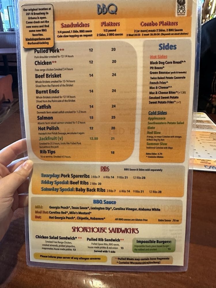 This menu holds the secrets to barbecue bliss, including those legendary sweet potato fries that keep customers coming back for more.