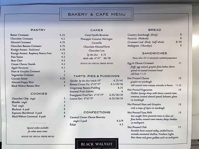 A menu that reads like a love letter to European baking traditions, with enough variety to keep things interesting forever.