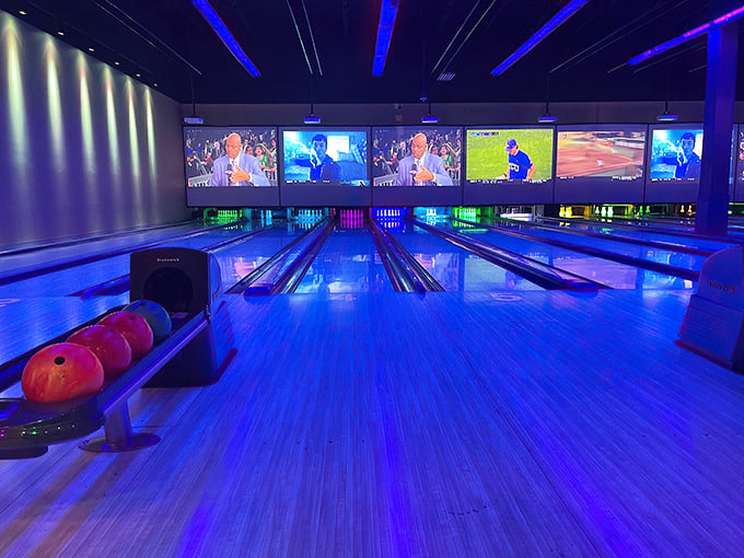 Bowling alley or disco inferno? With these neon lanes and giant screens, you'll feel like you're rolling strikes in a sci-fi blockbuster.
