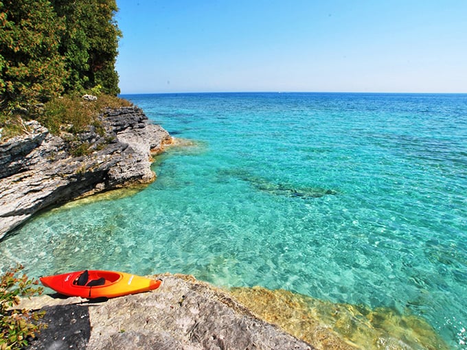 Crystal clear waters that would make Caribbean islands jealous &ndash; that kayak is practically floating on air rather than water!