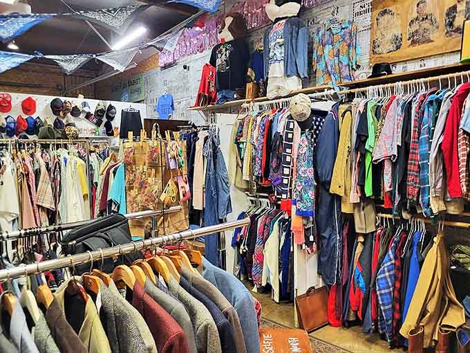 Vintage fashion heaven where yesterday's styles become tomorrow's statement pieces &ndash; each hanger holding a slice of fashion history.