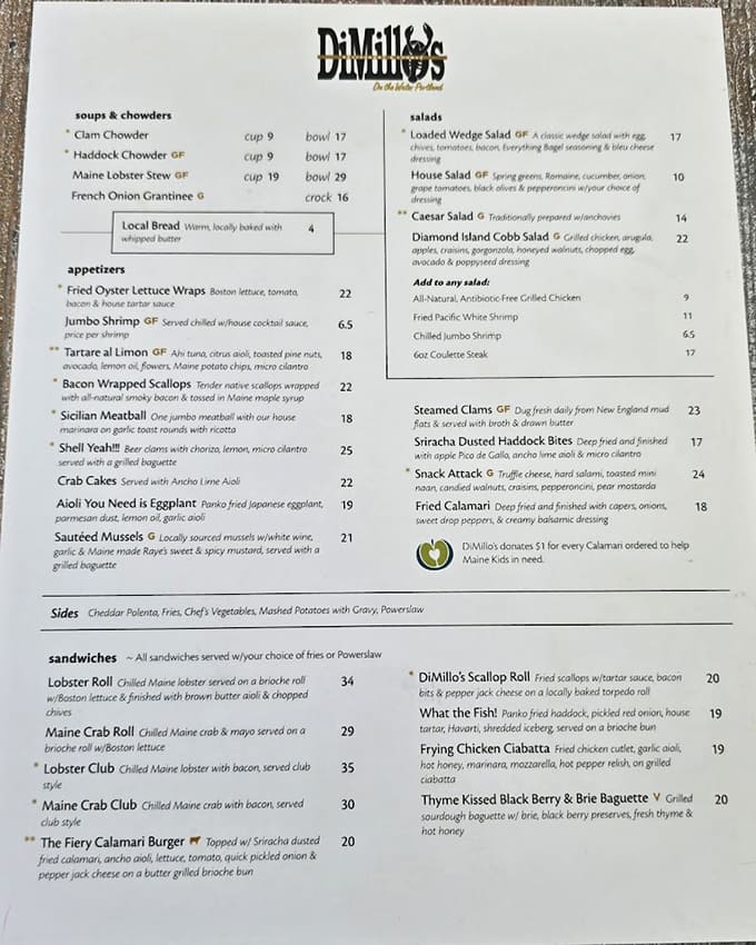 This menu reads like Maine's greatest hits album, featuring all the seafood classics you came here to devour.