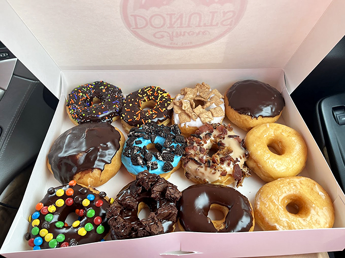 Donut nirvana achieved! From classic glazed to wild creations, this box is a treasure chest of fried dough delights.