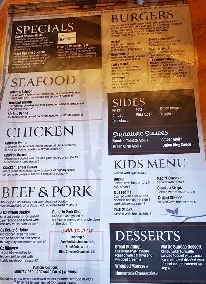 This menu reads like a greatest hits album of comfort food, with enough variety to satisfy every craving and dietary preference.