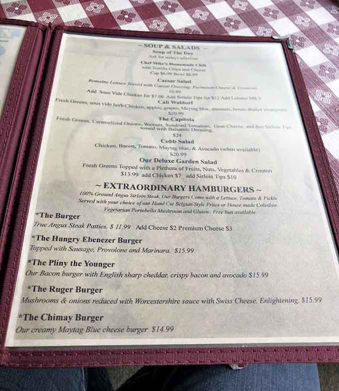 The menu reads like a love letter to comfort food, with burgers that have their own fan clubs.