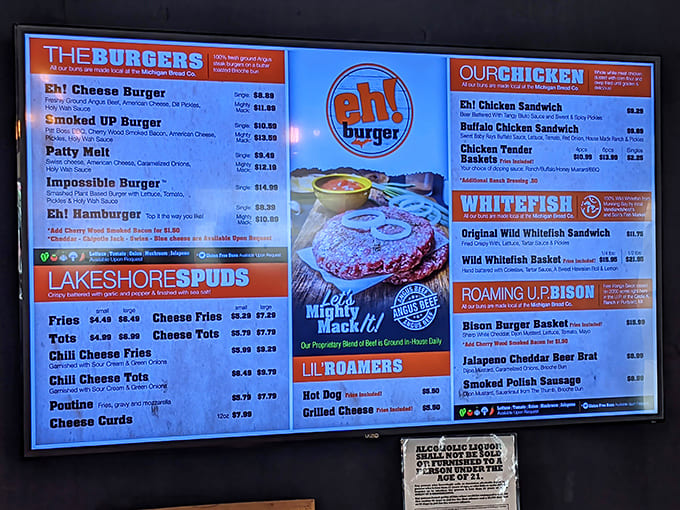 The illuminated menu board showcases a focused selection that proves greatness doesn't require endless options &ndash; just perfect execution.