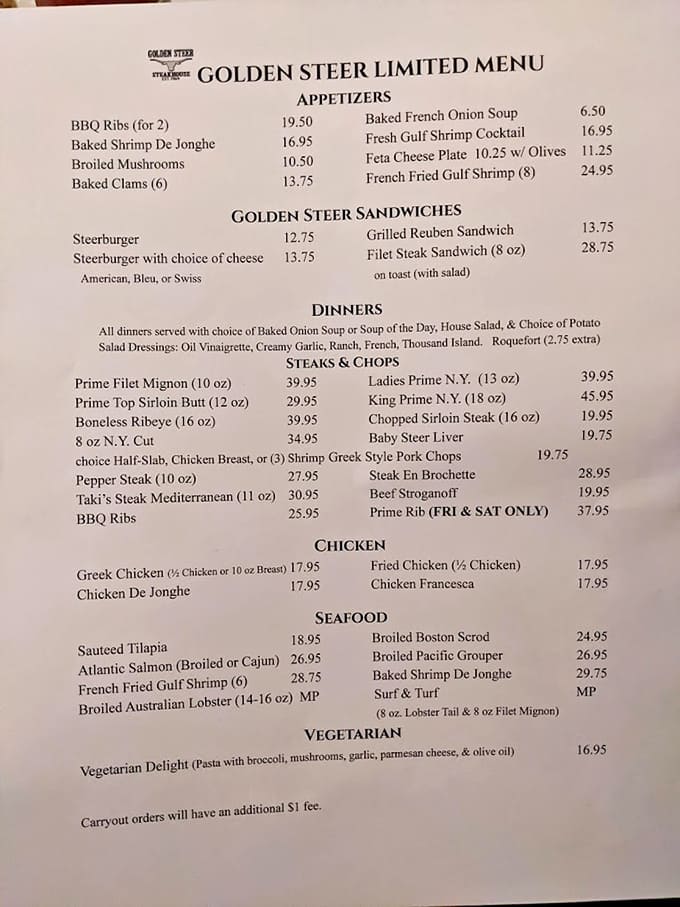 This menu reads like a greatest hits album of steakhouse classics, from prime cuts to fresh seafood and everything in between.