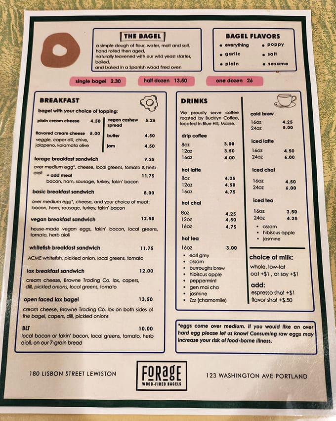 This menu is your roadmap to morning happiness, featuring wood-fired bagels and sandwiches that'll make you a regular.