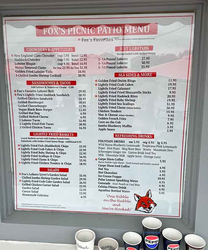 This menu is basically a love letter to seafood, offering everything from lobster rolls to fried delights that'll haunt your dreams.