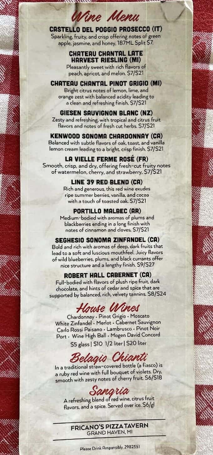 A wine list that respects both Italian traditions and Michigan's own vineyards, because even pizza deserves a proper beverage companion.