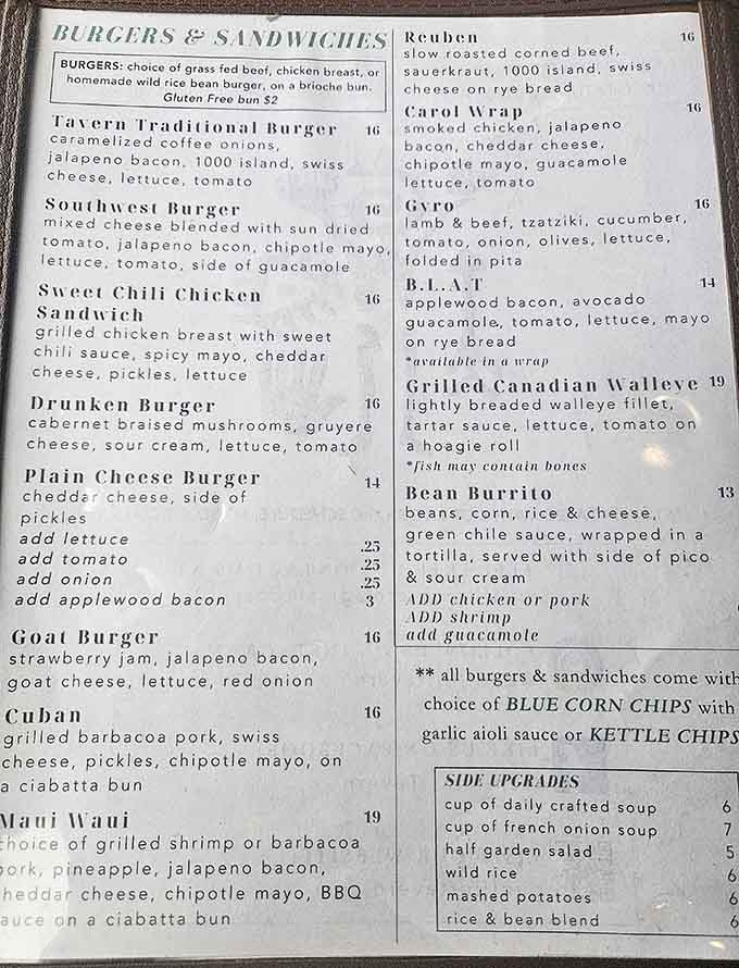 This menu reads like a greatest hits album of comfort food, from walleye to burgers to wraps that actually deliver.