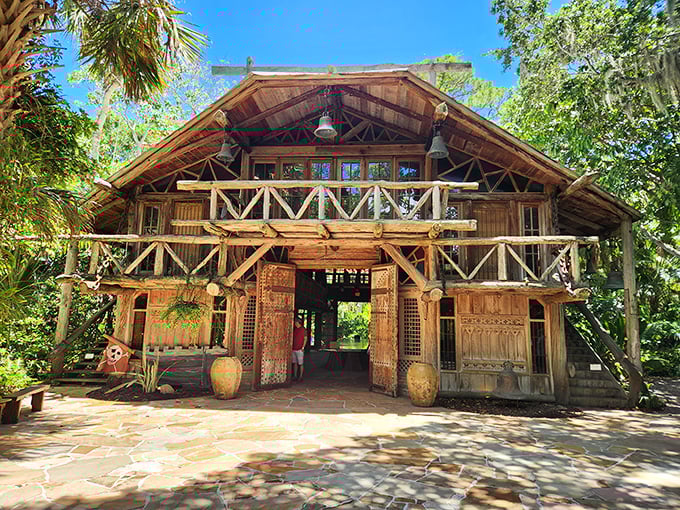 The Hall of Giants stands as McKee's crown jewel, its hand-hewn cypress beams telling stories of old Florida's wilderness.