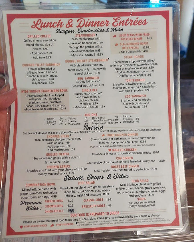 This menu speaks fluent comfort food: biscuits, burgers, and everything your appetite's been craving since breakfast ended three hours ago.