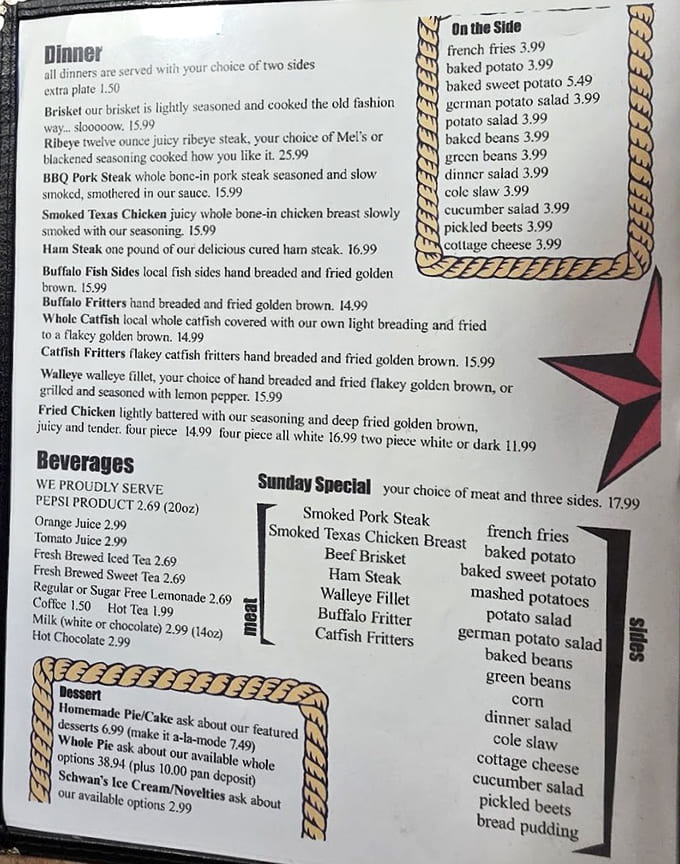 This menu reads like a greatest hits album of Midwest comfort food, with catfish fritters playing the headlining role.