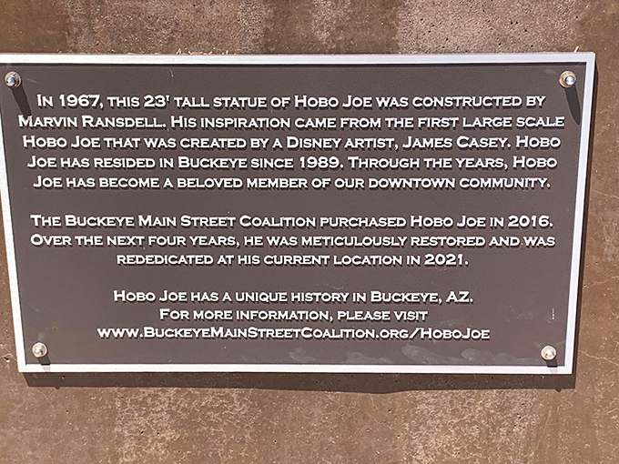 Who knew a hobo could have such a star-studded backstory? From Disney artists to local heroes, this plaque reads like Hobo Joe's Hollywood Walk of Fame star!