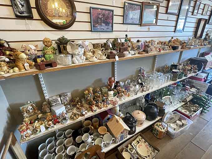 When figurines and kitchenware share shelf space, you know you've found a place that understands life's beautiful chaos perfectly.