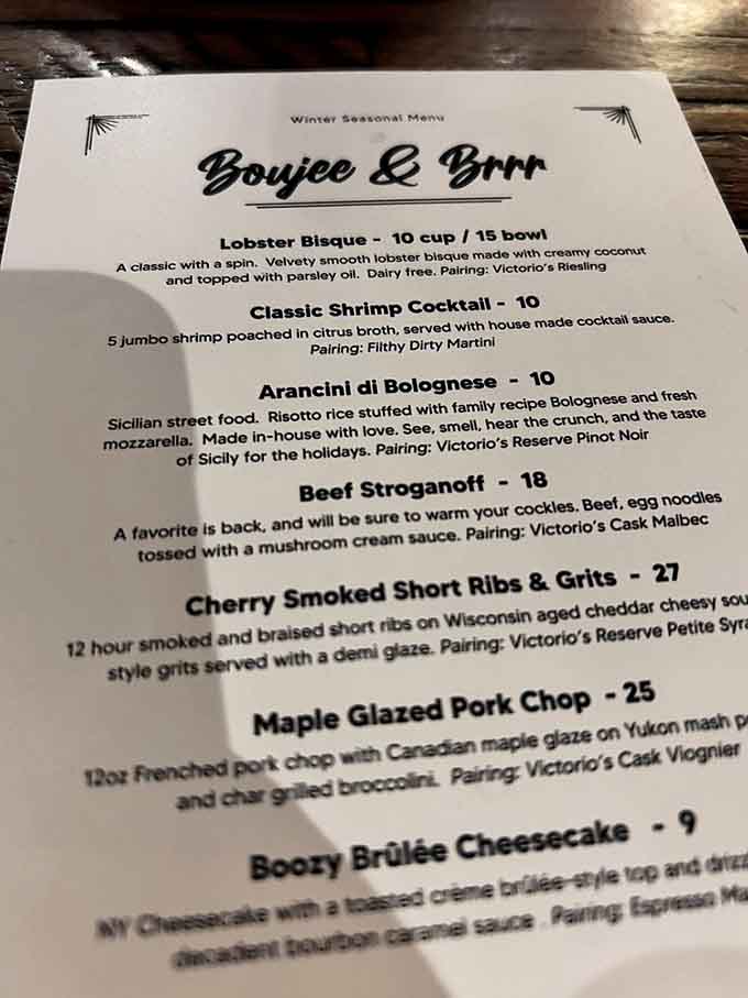 That winter menu reads like a greatest hits album, with the Filet Mignon Sandwich as the chart-topping single.