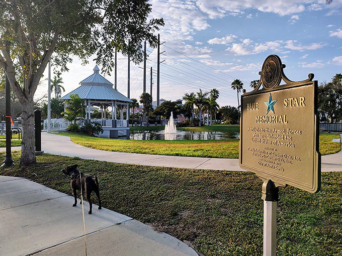 Laishley Park's gazebo and fountain create a postcard-perfect scene where locals gather for everything from first dates to family reunions.