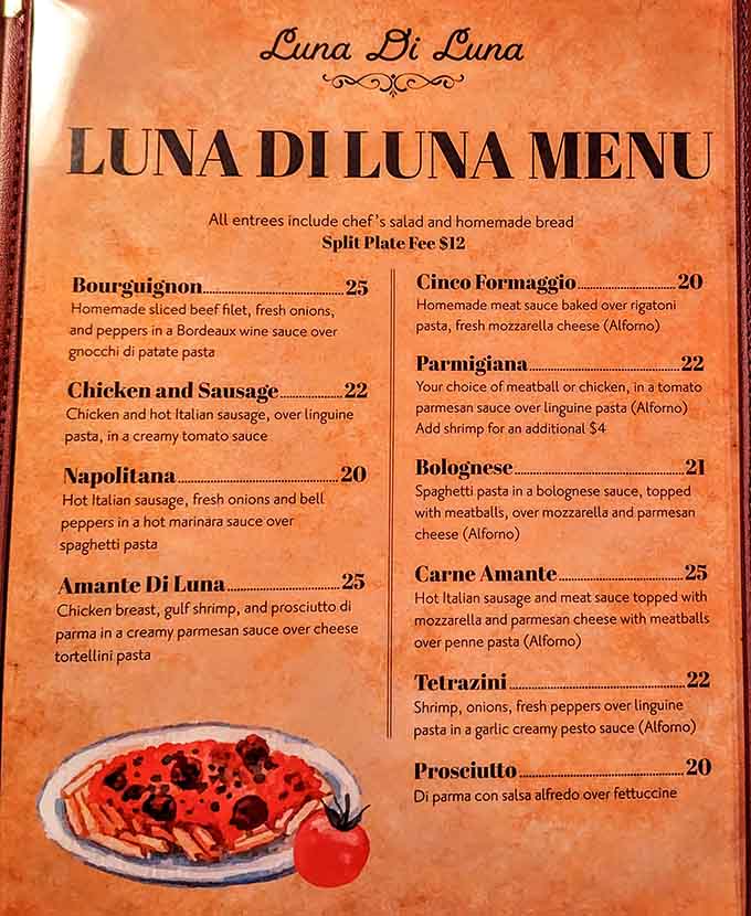 The menu reads like a love letter to Italian cuisine, featuring classics that'll make your taste buds sing opera.