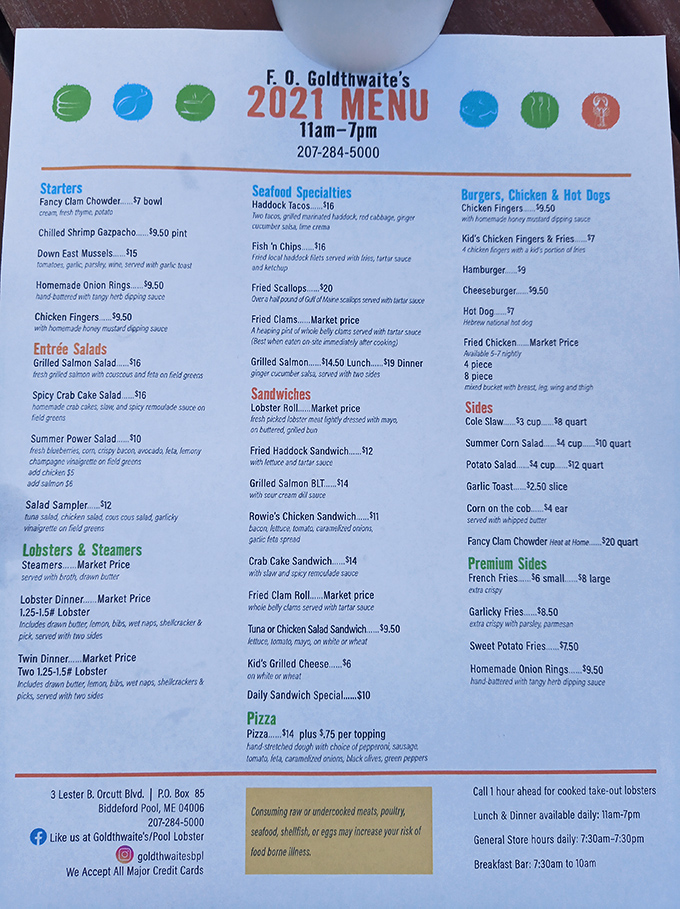 Simple yet spectacular &ndash; Goldthwaite's 2021 menu showcases Maine classics from fancy clam chowder to their legendary lobster dinner.