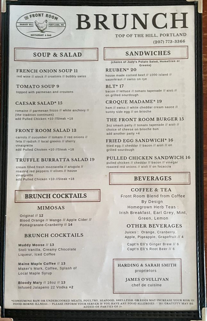 The brunch menu reads like a love letter to comfort food classics, with that legendary corned beef hash taking center stage.