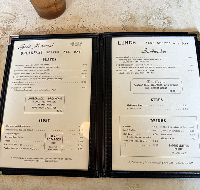 Breakfast served all day? The menu might be compact, but each item represents decades of diner evolution perfected into its most delicious form.