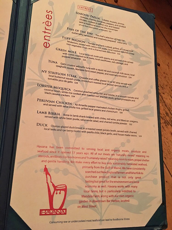 The menu tells a delicious story of commitment to local ingredients transformed through Latin American culinary traditions.