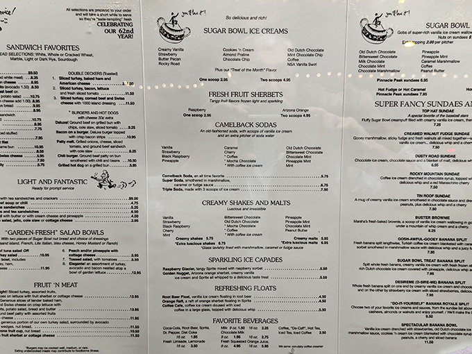 The menu reads like a love letter to dessert traditions &ndash; sundaes, splits, and sodas that would make your nutritionist faint but your inner child rejoice.