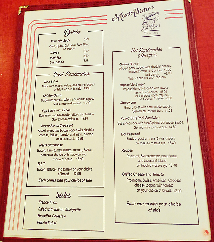 The menu reads like a love letter to American classics, sandwiches, burgers, and fountain treats that have stood the test of time. 