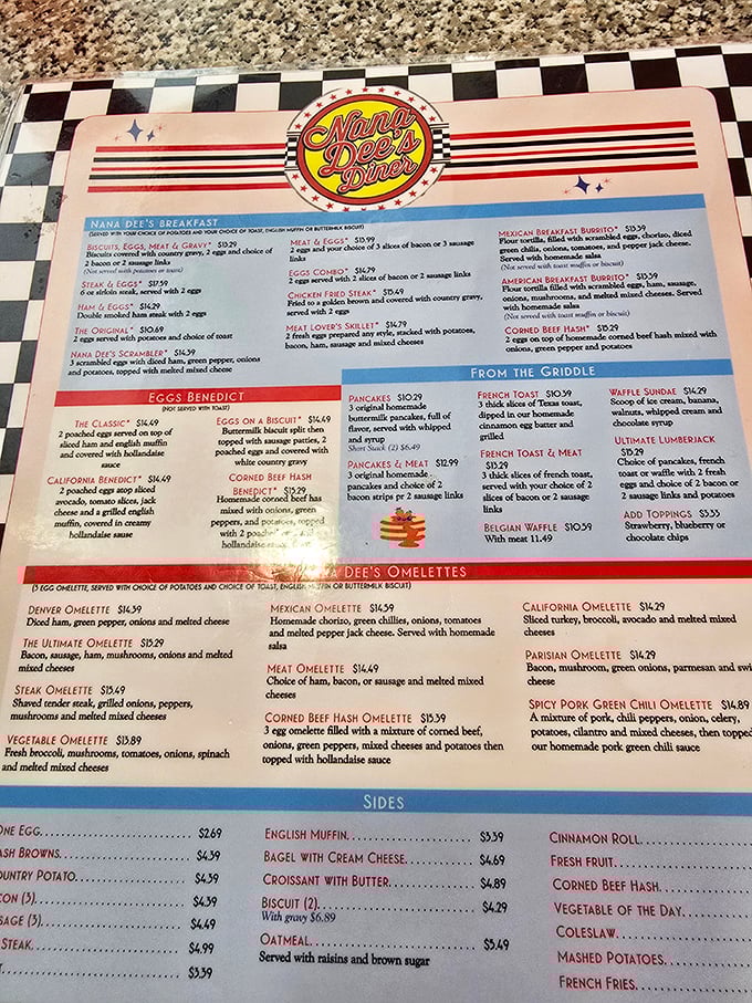 The breakfast bible at Nana Dee's offers everything from classic eggs and bacon to their legendary corned beef hash &ndash; decisions, decisions!