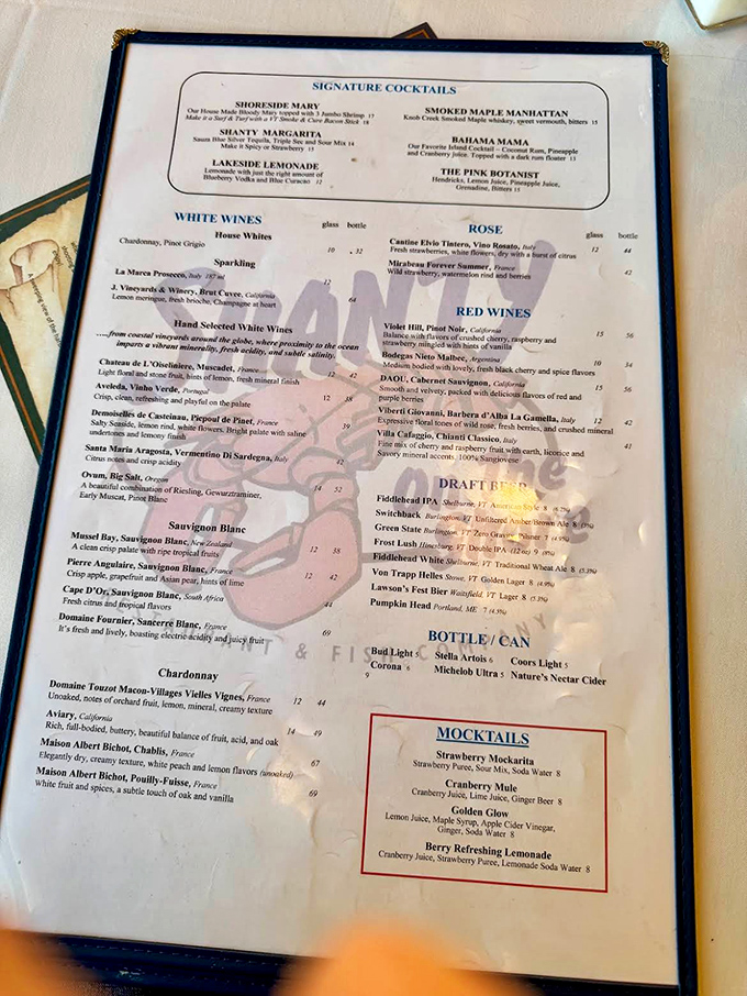 The menu reads like a love letter to seafood enthusiasts &ndash; from Shoreside Marys to Smoked Maple Manhattans, decisions become deliciously difficult.