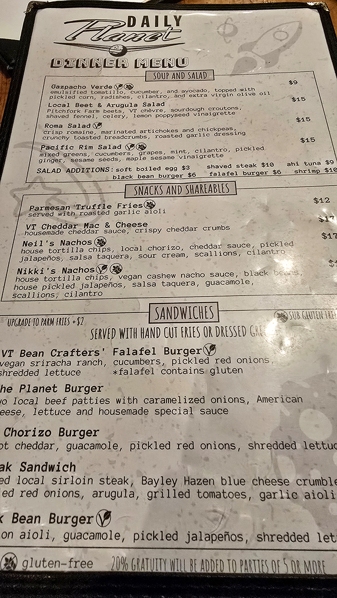 The Daily Planet's menu reads like a love letter to Vermont's agricultural bounty, with creative dishes that showcase local ingredients in surprising ways.