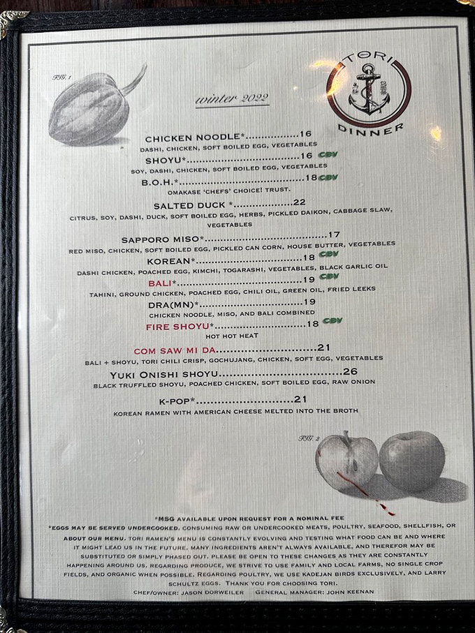 Tori's winter menu showcases their commitment to creative ramen &ndash; from traditional Shoyu to the unexpected K-Pop with melted American cheese.