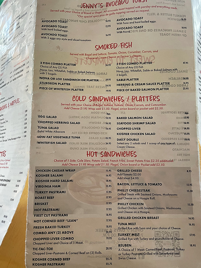 A treasure map of deliciousness! Jenny's Avocado Toast and smoked fish platters compete for attention with hot sandwiches and breakfast classics.