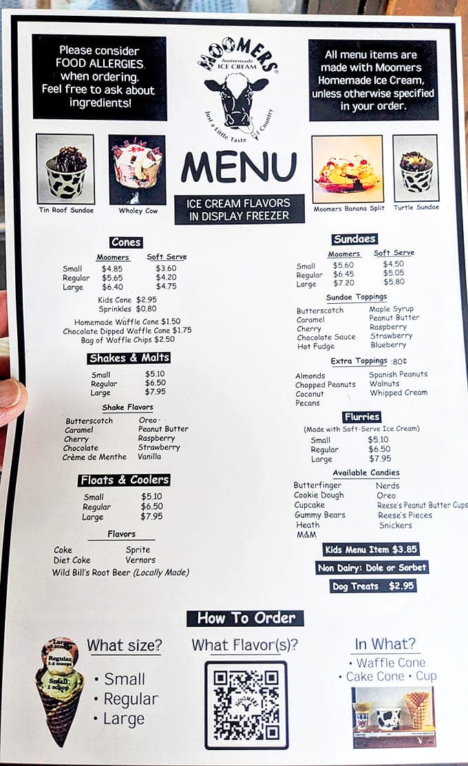 Menu: A treasure map of frozen delights awaits decision-making challenged visitors &ndash; studying this menu should qualify for college credit in Deliciousness Theory.