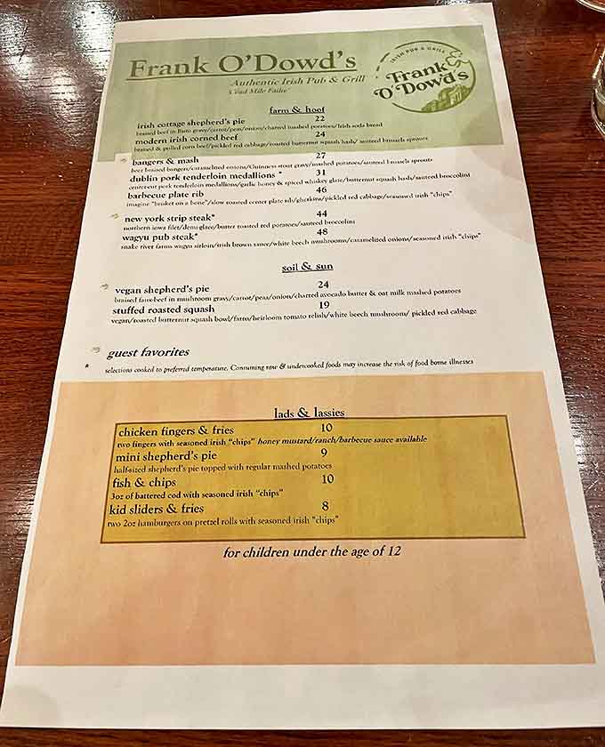 The menu reads like a love letter to Irish cuisine &ndash; hearty comfort foods that warm both belly and soul.