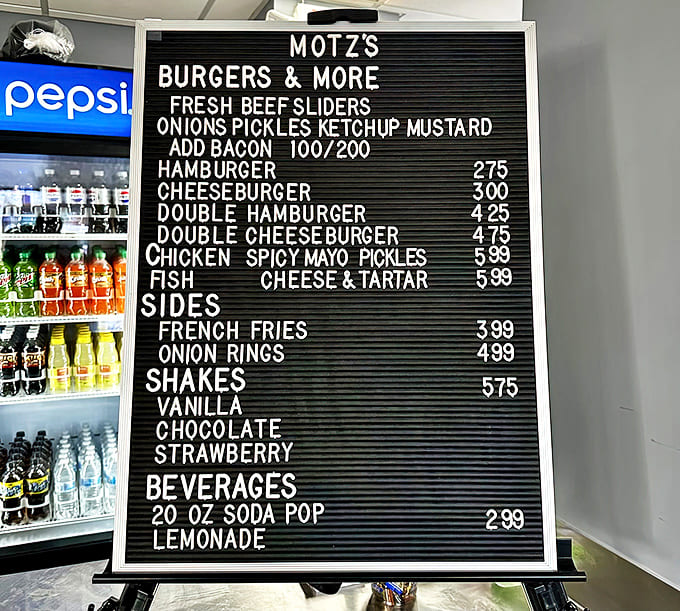 Simplicity reigns on Motz's menu board &ndash; no fancy descriptions needed when the food speaks this eloquently for itself.