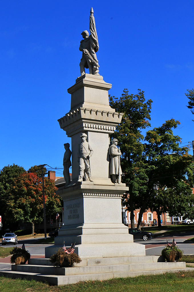 Middlebury to Her Soldiers monument: Standing tall against the Vermont sky, this monument reminds visitors that even picture-perfect towns have sacrificed for something greater than themselves.