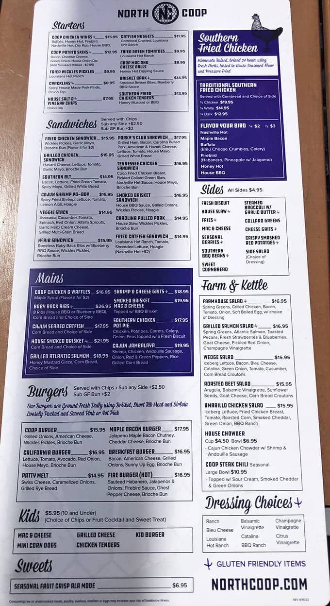 This menu reads like a greatest hits album of Southern cuisine, featuring everything from fried chicken to that legendary catfish.