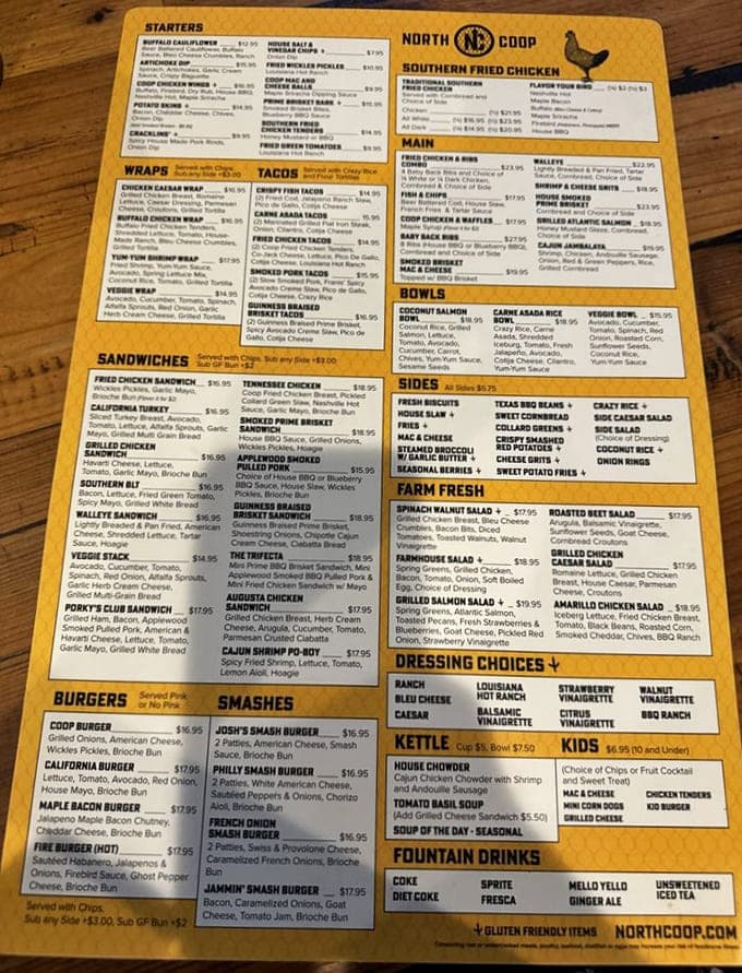 This menu is your roadmap to happiness, featuring everything from smoked meats to crispy fried perfection.