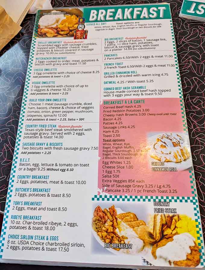 This menu reads like a greatest hits album of American diner classics, with breakfast served all day long.