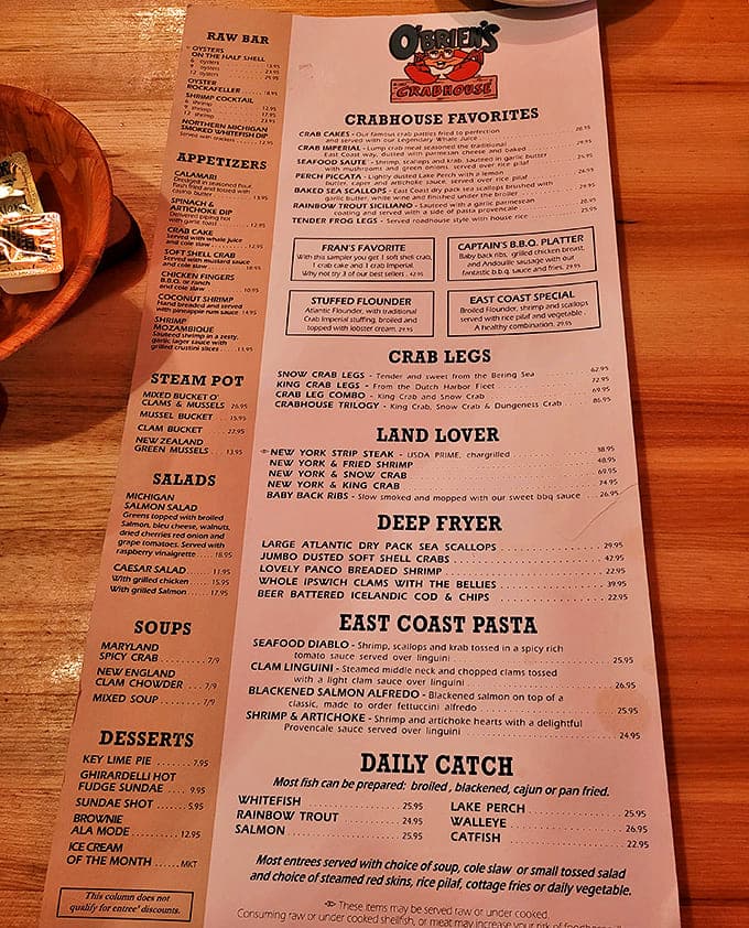 Menu: A treasure map of oceanic delights, from raw bar temptations to the legendary Crabhouse Trilogy that makes decisions deliciously difficult.