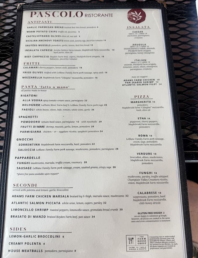 This menu reads like an Italian love letter, with handmade pastas and wood-fired pizzas stealing the spotlight.