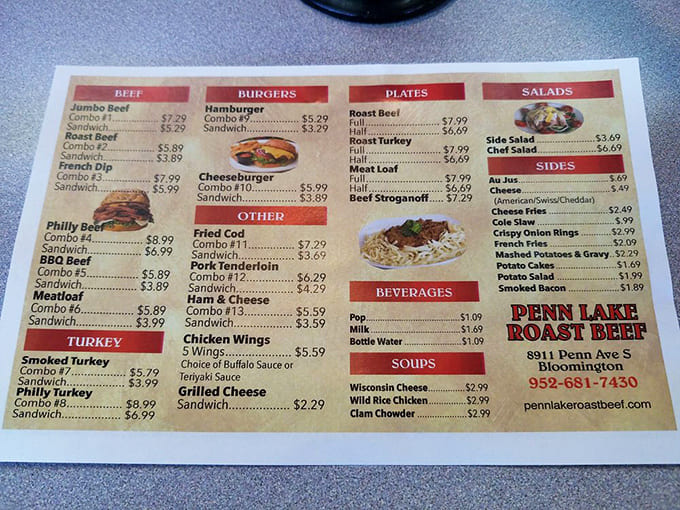 This menu holds the key to flavor adventures, featuring the legendary roast beef egg rolls alongside classic comfort favorites.