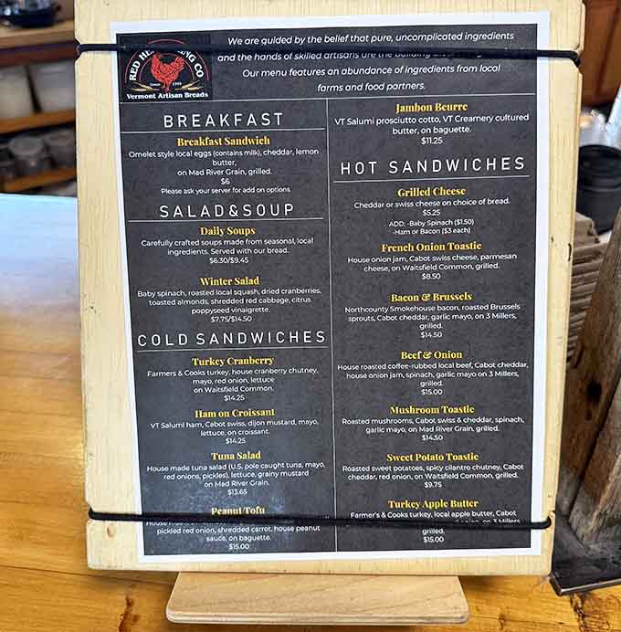 This menu board holds the secrets to sandwich happiness and creemee dreams, all crafted with Vermont's finest ingredients.