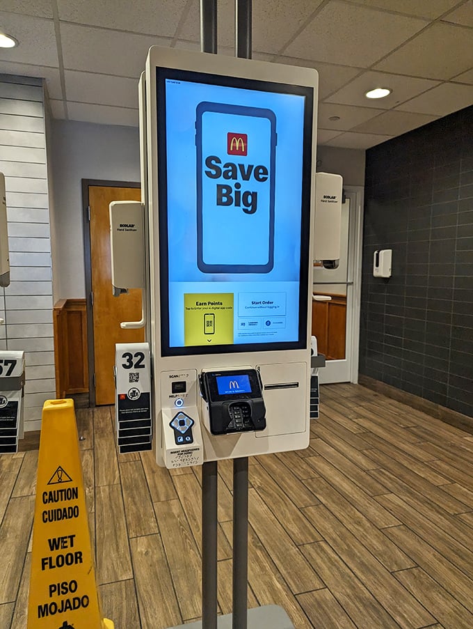 Even the self-ordering kiosk seems to stand a little straighter in these distinguished surroundings.