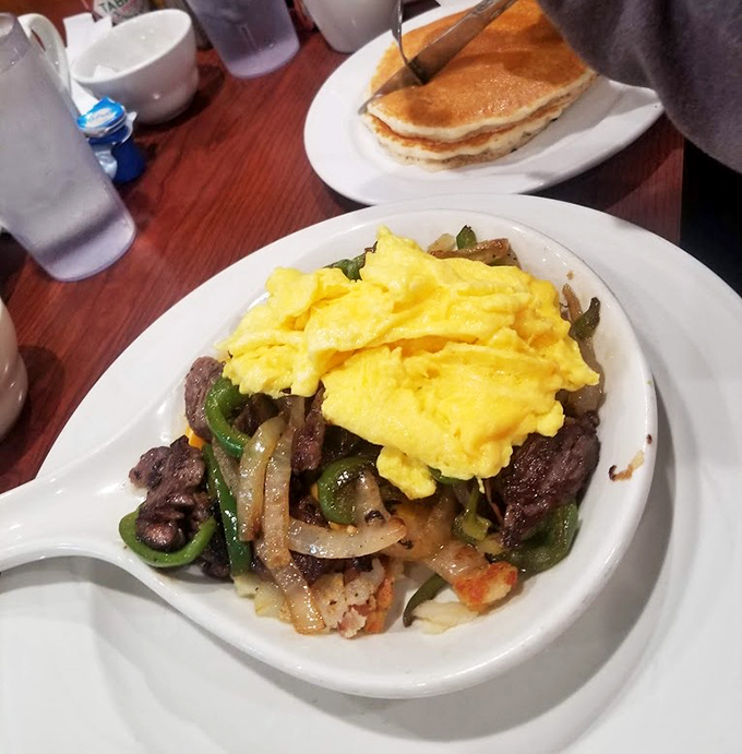 This skillet speaks the universal language of comfort&mdash;perfectly scrambled eggs nestled among saut&eacute;ed vegetables and potatoes.