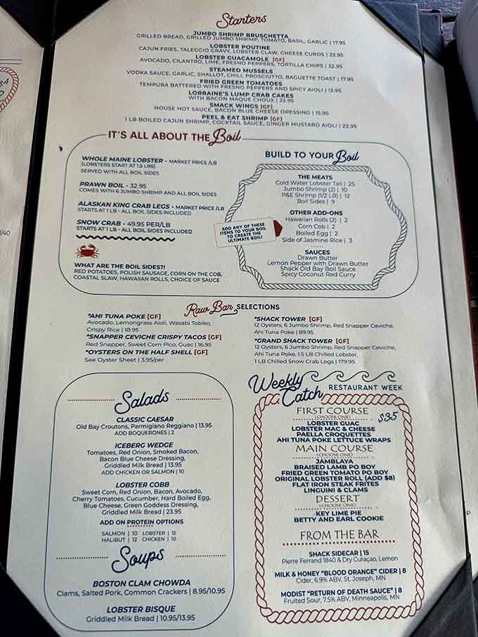This menu reads like a greatest hits album of coastal cuisine, featuring everything from classic lobster rolls to creative seafood towers that defy gravity.