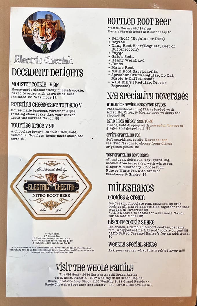The "Decadent Delights" menu promises sweet treasures like Monster Cookies and Cheesecake Tornados &ndash; desserts that make saying "I'll just have a bite" impossible.