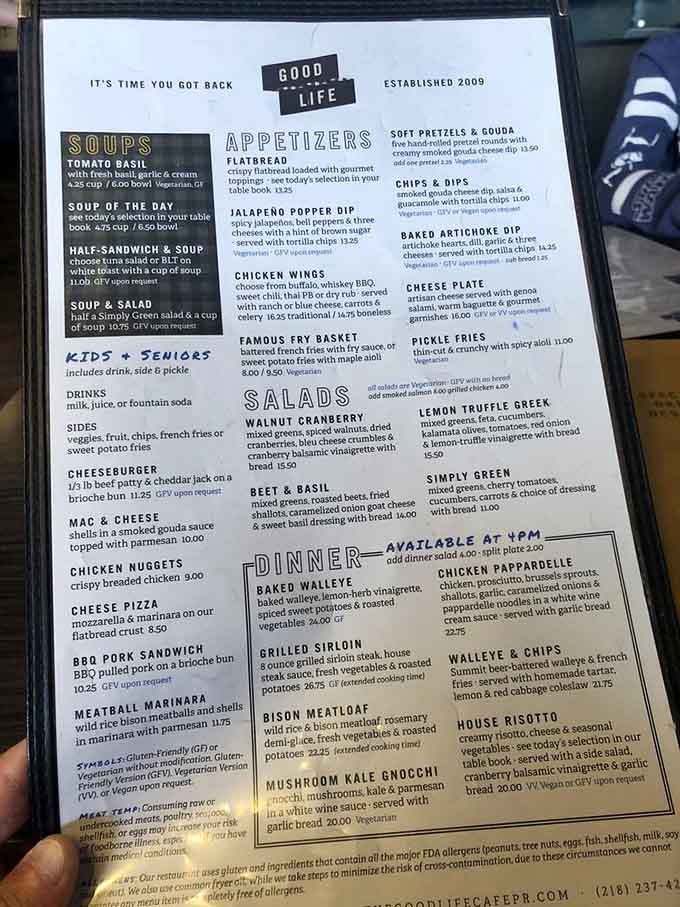 This menu reads like a greatest hits album, with enough variety to please everyone from steak lovers to vegetarians.
